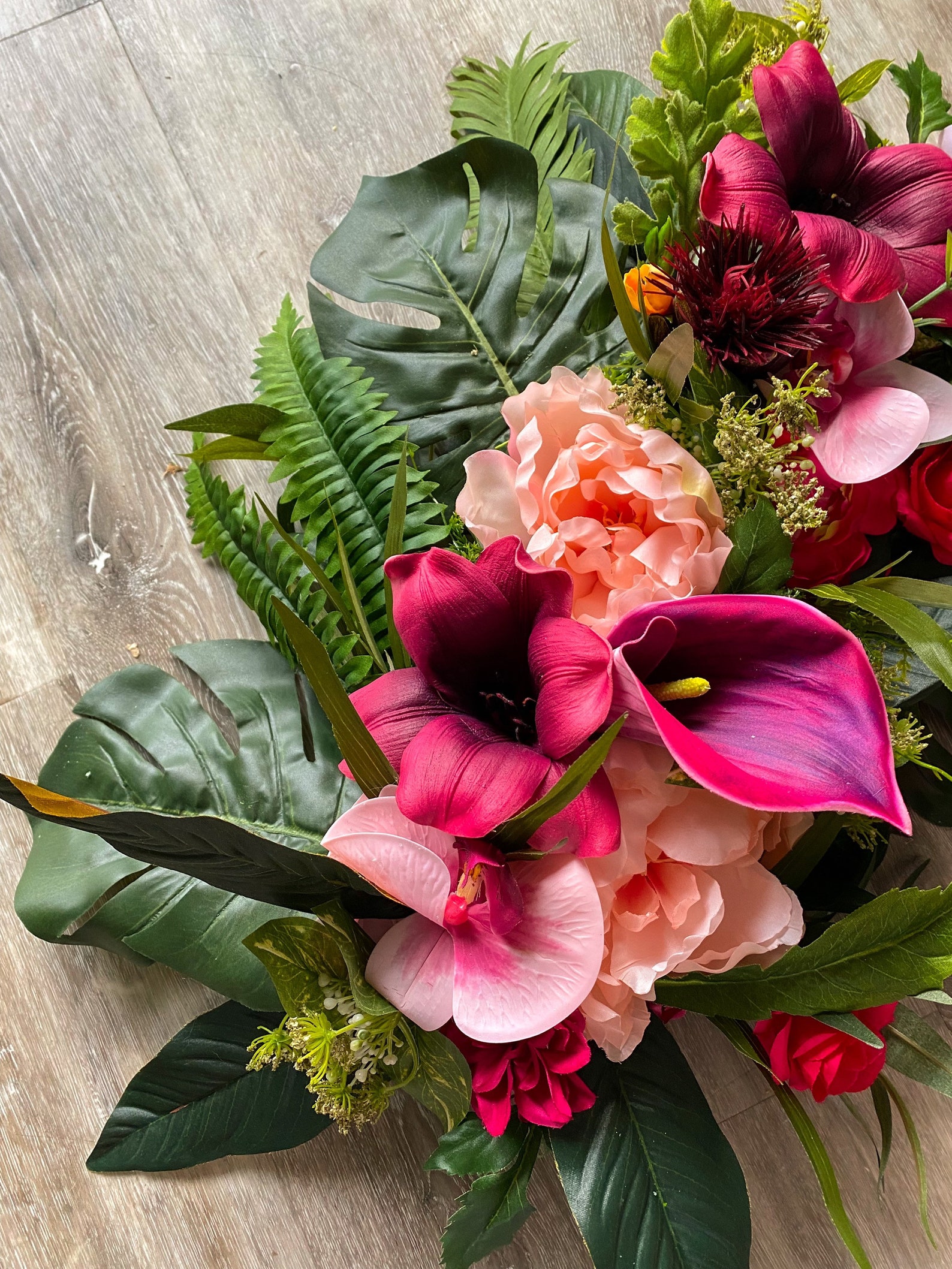 Ruby and Blush Pink Tropical Flower Wedding Bouquet / Hawaiian - Etsy