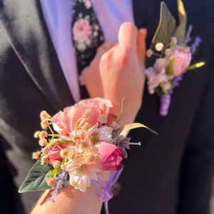 Corsage and Boutonniere Silk Floral Set / Lavender Prom Corsage ...
