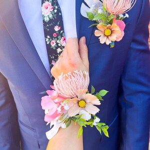 Corsage and Boutonniere Silk Floral Set / Boho Prom Corsage/ - Etsy