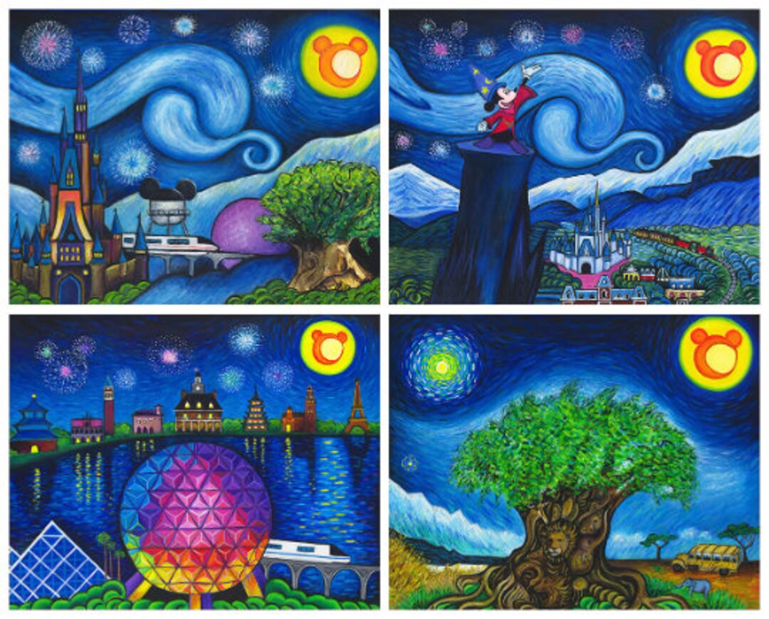 4 Pack Art Print Starry Night Over the World - Etsy