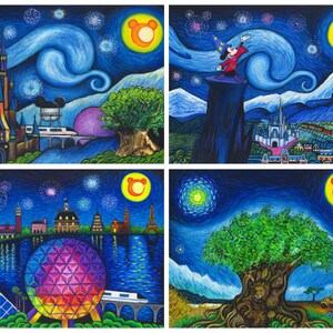 4 Pack Art Print Starry Night Over the World - Etsy