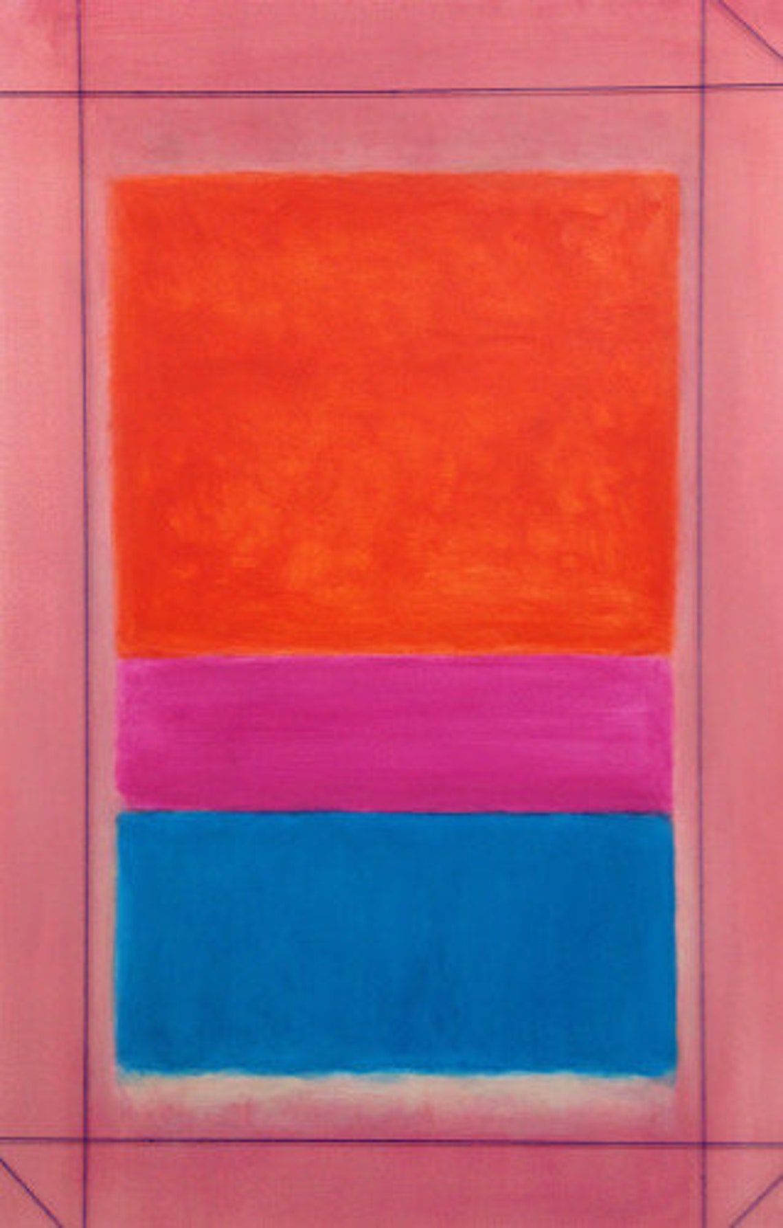 Hand Painted Royal, Magenta and Blue Abstract Color Field Painting on ...