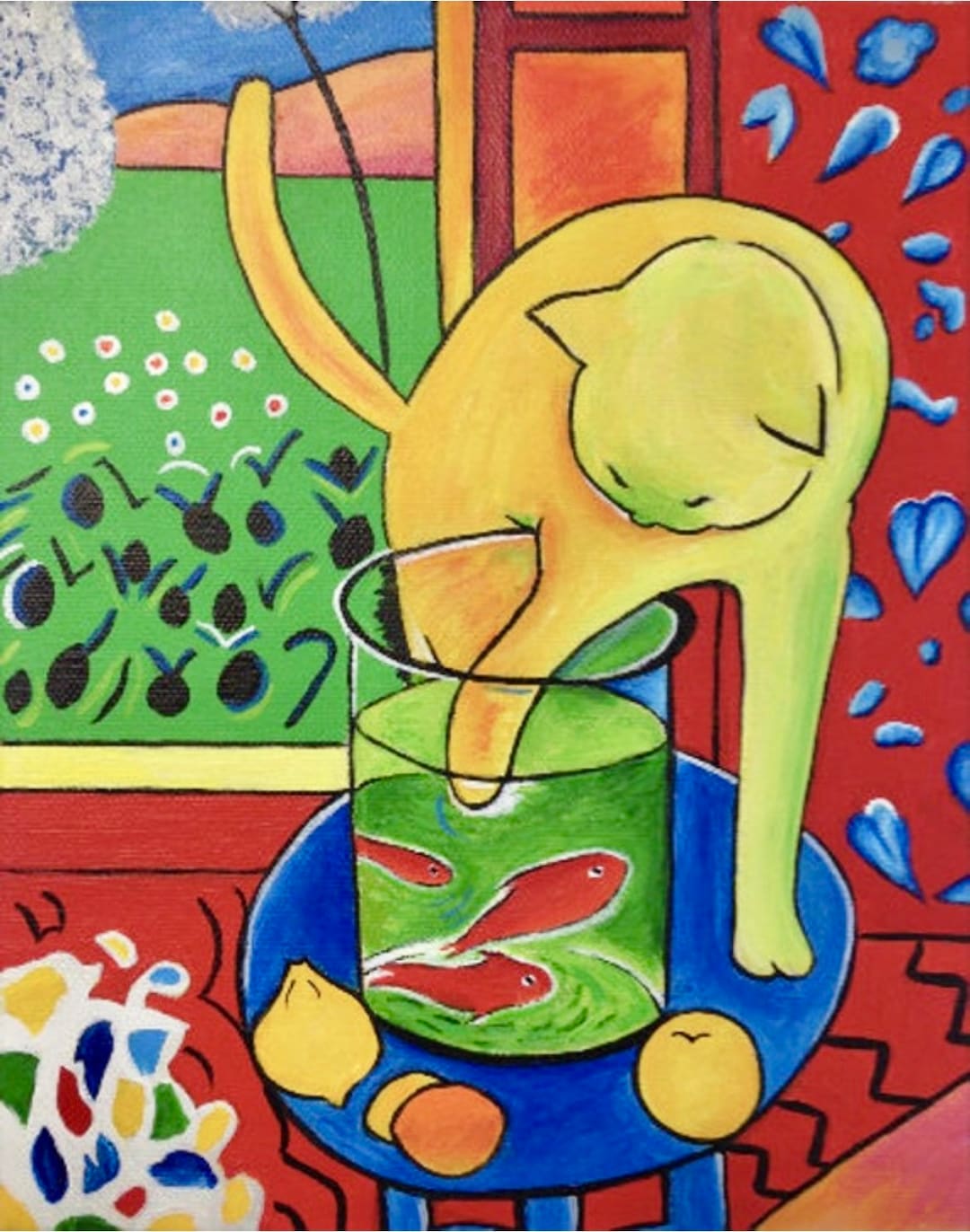 In Stock Hand Painted Henri Matisse the Cat With Red Fish - Etsy