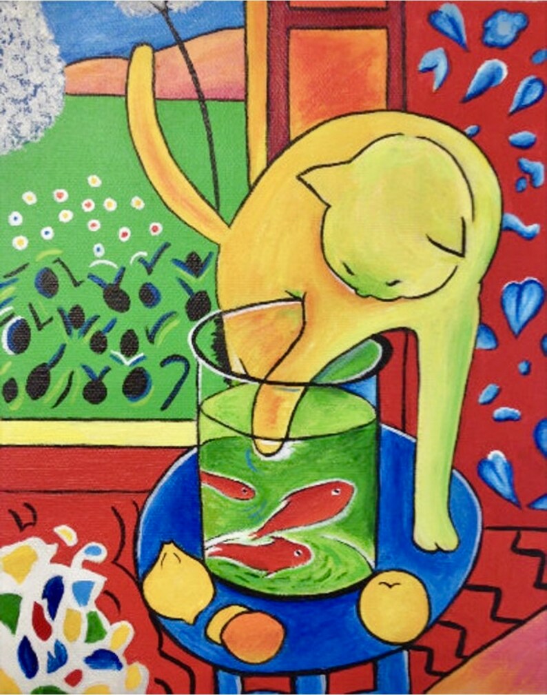 In Stock Hand Painted Henri Matisse the Cat With Red Fish - Etsy