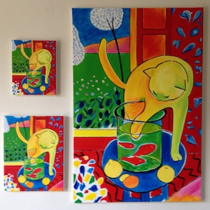 Hand Painted Henri Matisse the Cat With Red Fish Painting Reproduction ...