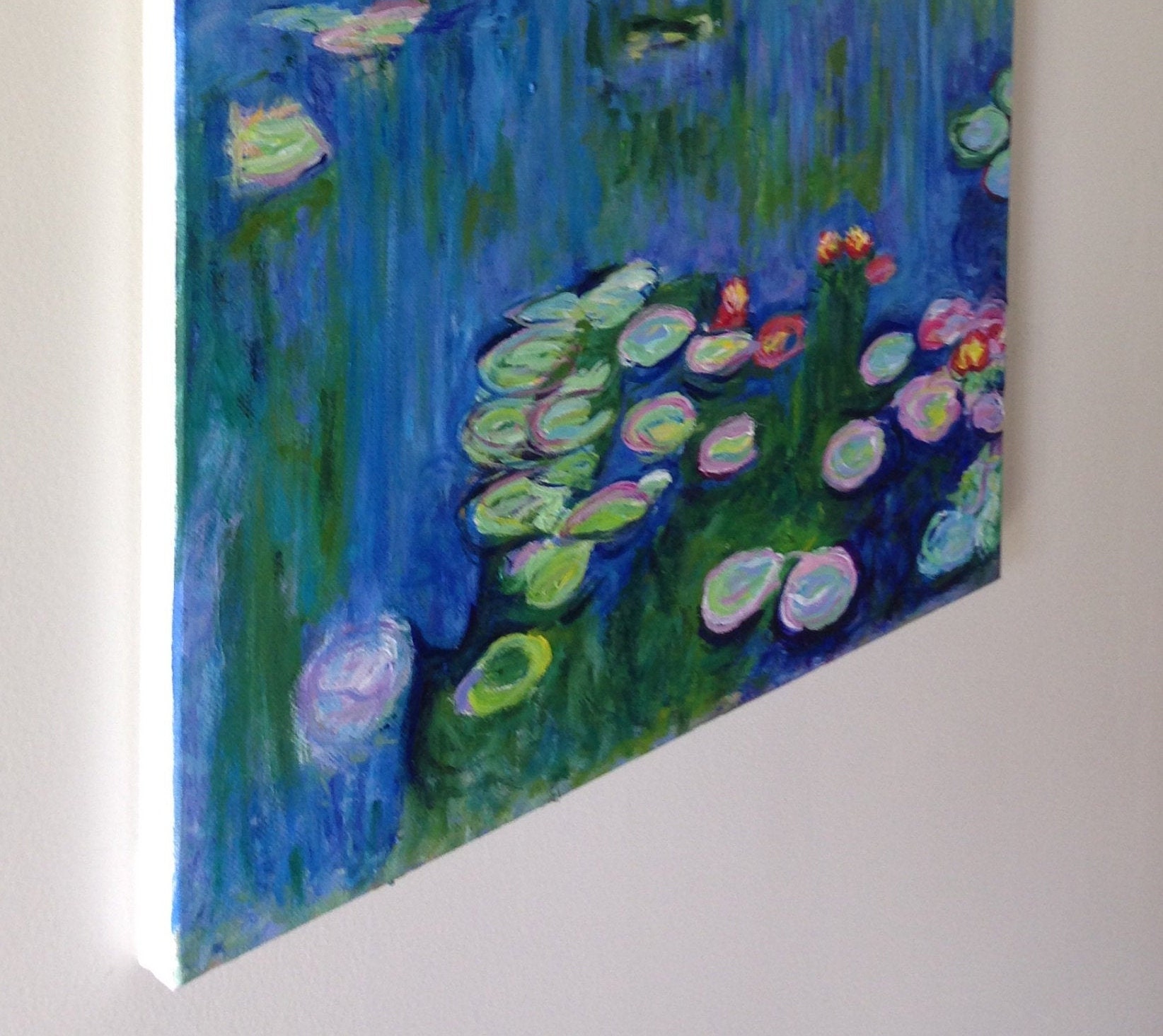 Hand Painted Claude Monet Water Lilies 1916 Painting Reproduction on ...