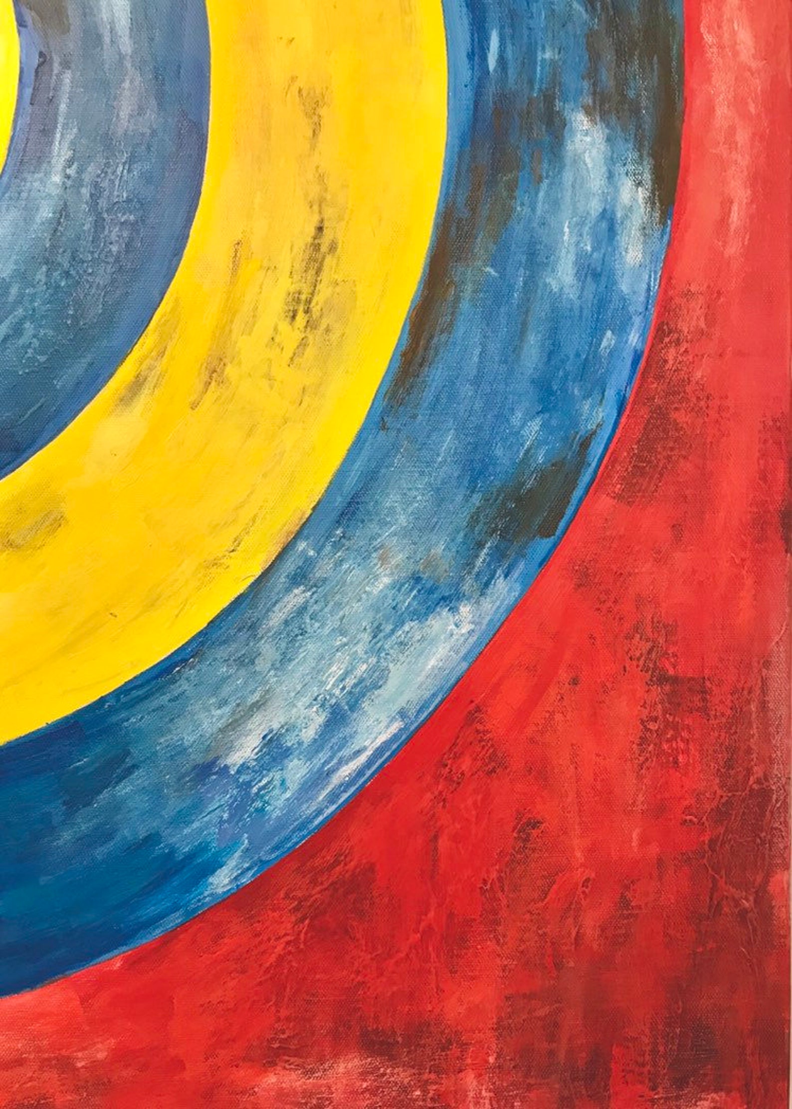 Hand Painted Red Blue Yellow Target Painting On Canvas | Etsy