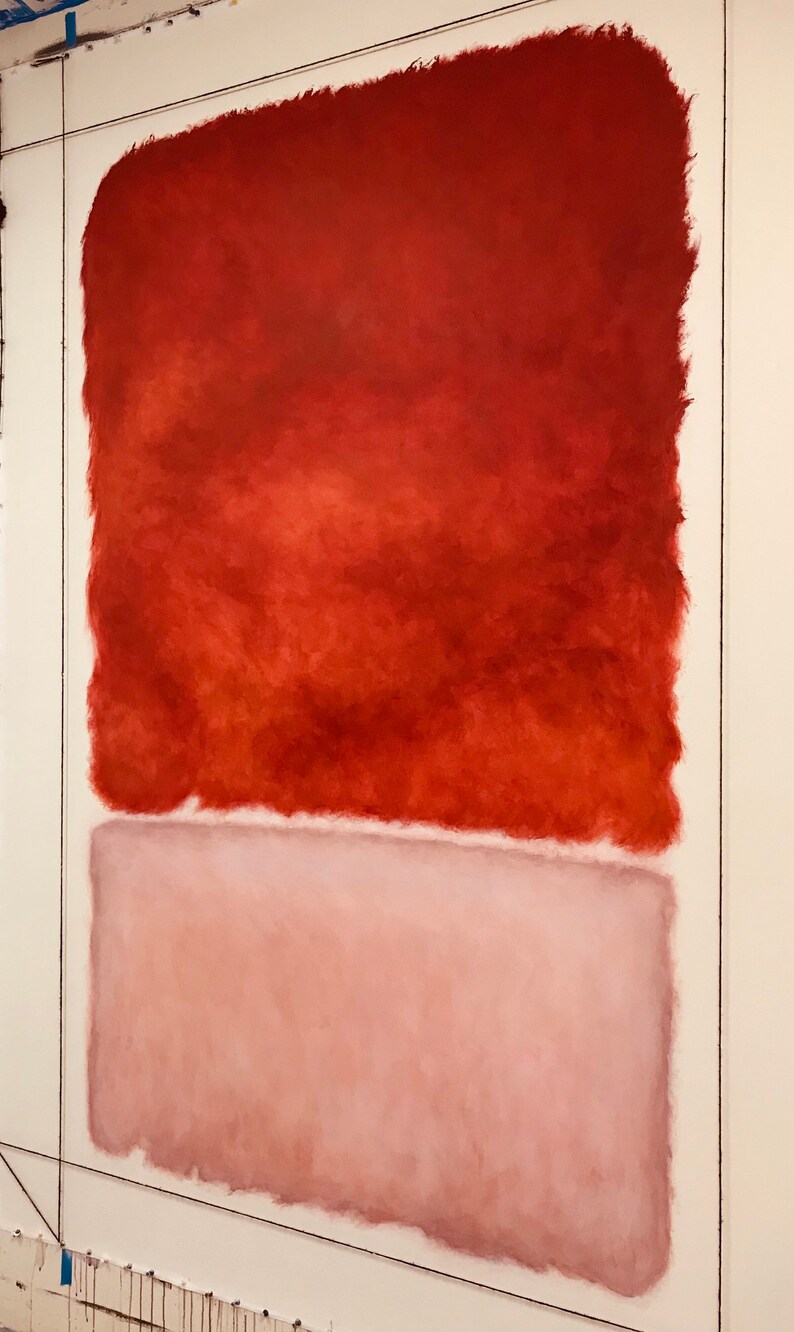 Hand Painted Red Over Pink Abstract Color Field Painting On | Etsy