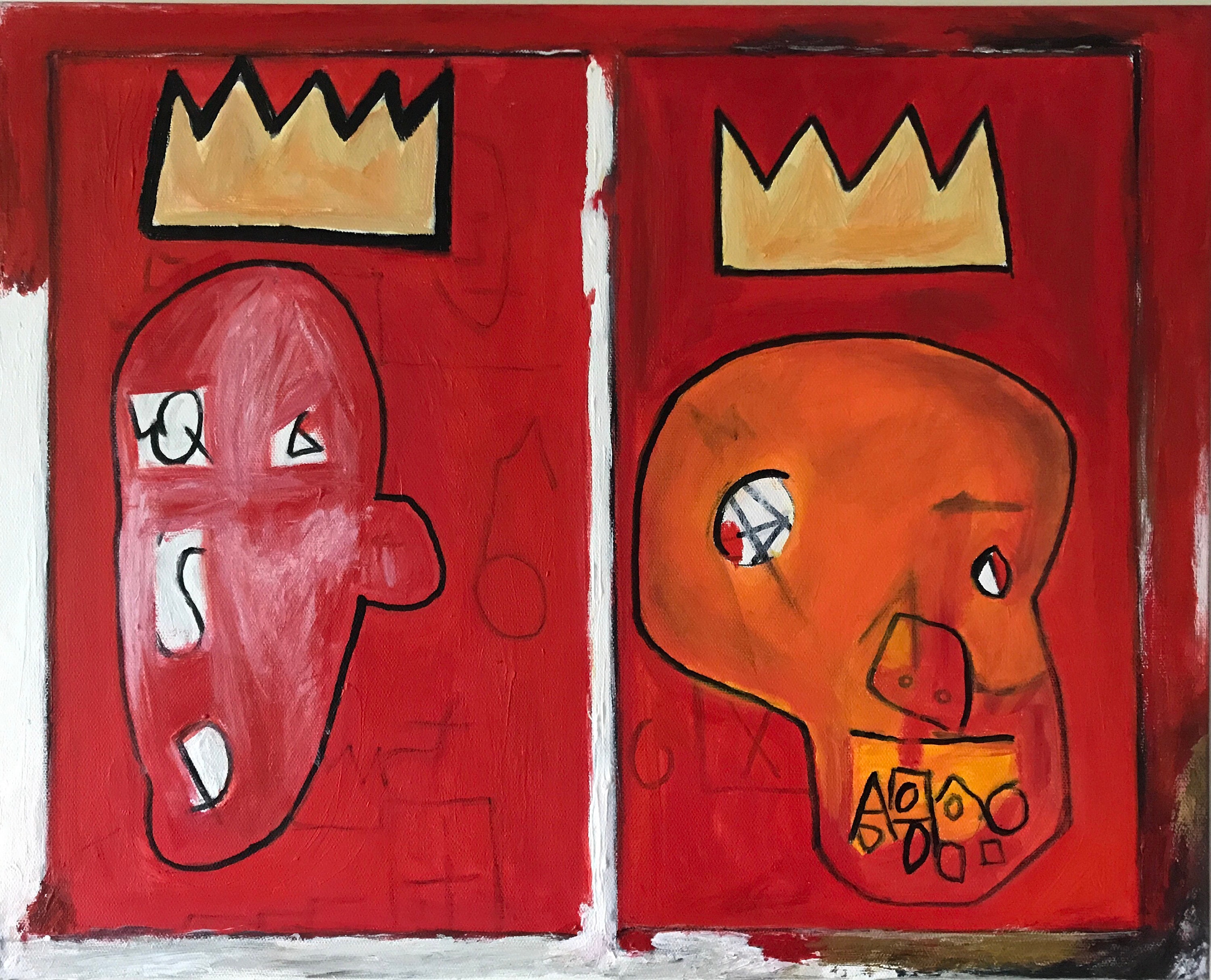 Hand Painted Jean Michel Basquiat The Red Kings / Two Kings | Etsy