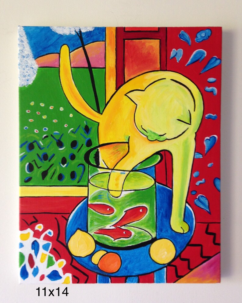 Hand Painted Henri Matisse The Cat With Red Fish Reproduction | Etsy