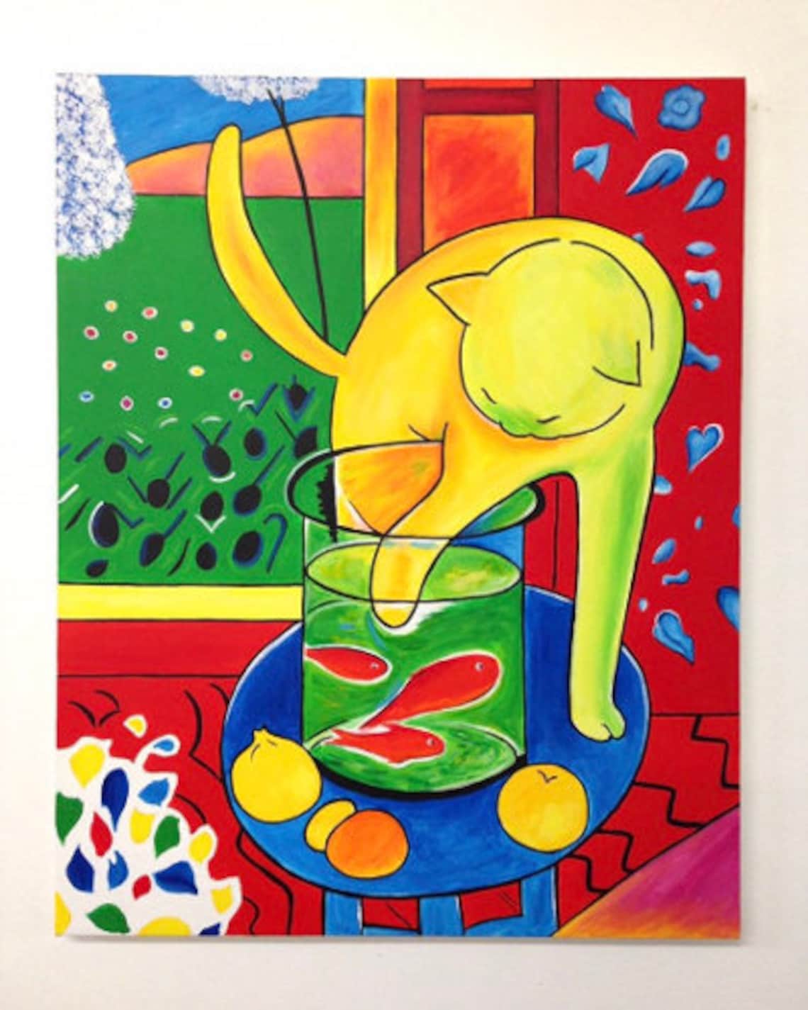Hand Painted Henri Matisse the Cat With Red Fish Painting Reproduction ...