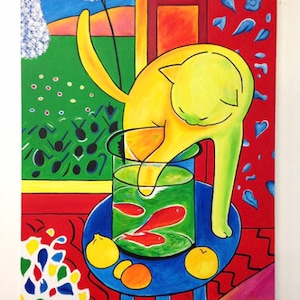 Hand Painted Henri Matisse the Cat With Red Fish Painting Reproduction ...