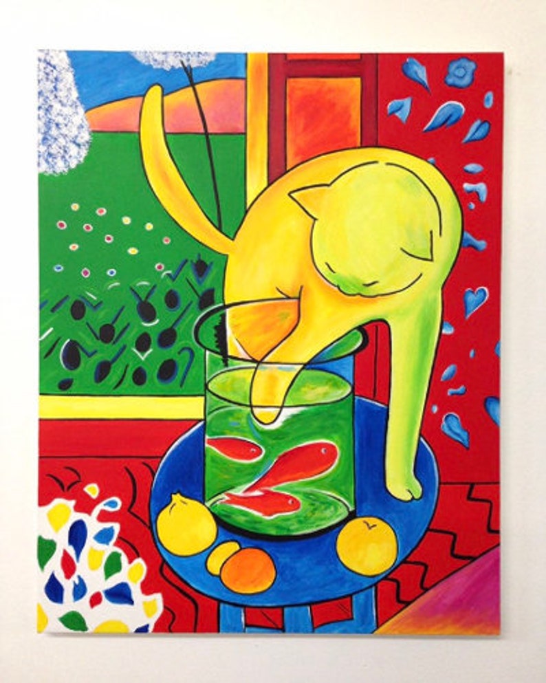 Hand Painted Henri Matisse the Cat With Red Fish Painting Reproduction ...
