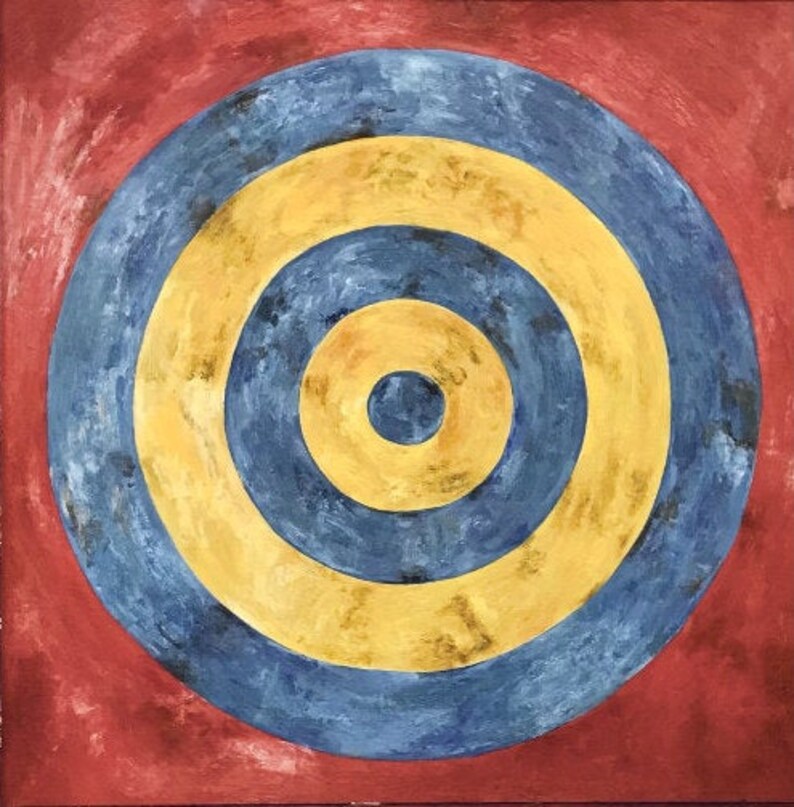Hand Painted Red Blue Yellow Target Painting on Canvas - Etsy