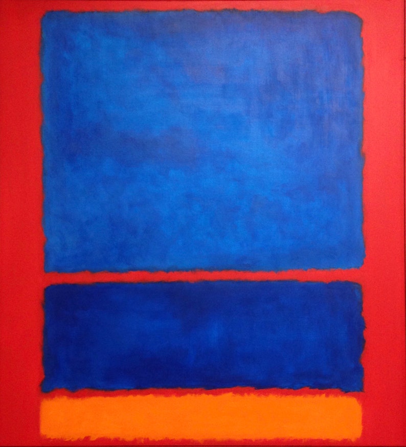 Hand Painted Blue Orange Red Abstract Color Field Painting | Etsy