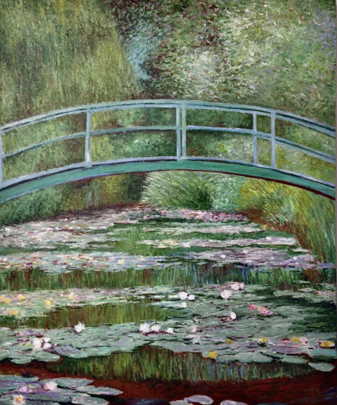 Hand Painted Claude Monet Bridge Over A Pond of Waterlilies Painting ...