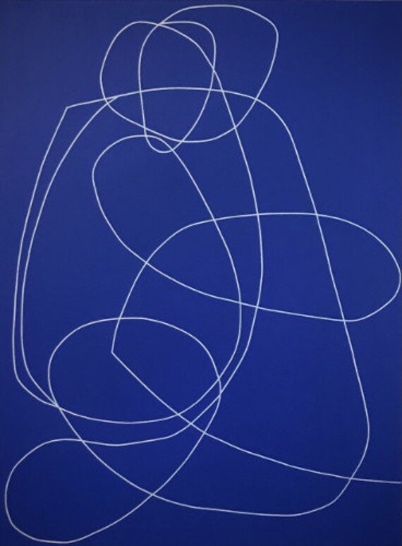 Hand Painted Blue Abstract Painting On Canvas | Etsy