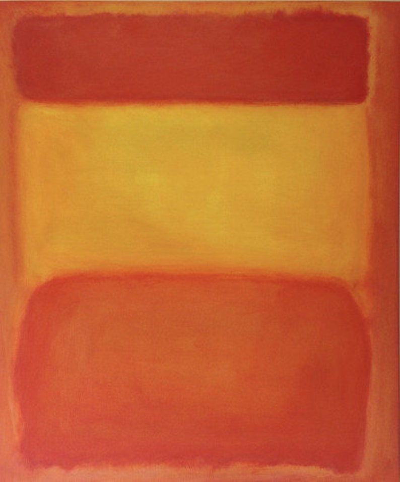 Hand Painted Orange Red Yellow Abstract Color Field Painting on Canvas ...