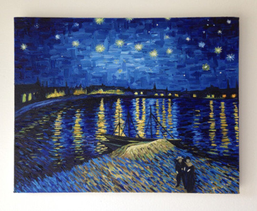 Hand Painted Vincent Van Gogh Starry Night Over Rhone Painting ...