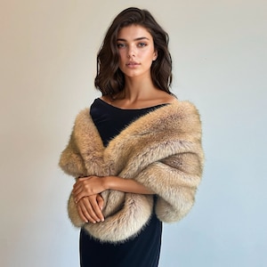 Brown Faux Fur Bridal Wrap, Wedding Fur Shrug, Brown Fur Wrap, Bridal ...