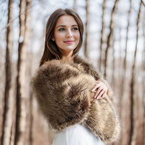 Brown Faux Fur Bridal Wrap, Wedding Fur Shrug, Brown Fur Wrap, Bridal ...