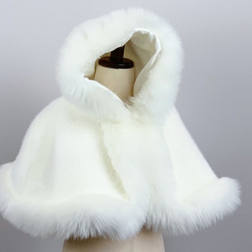 Light Ivory Flower Girl Faux Fur Wrap Shawl kid Wht01 - Etsy