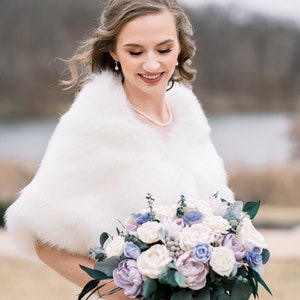 Ivory Faux Fur Bridal Wrap, Wedding Fur Shrug, Ivory Fur Wrap, Bridal ...