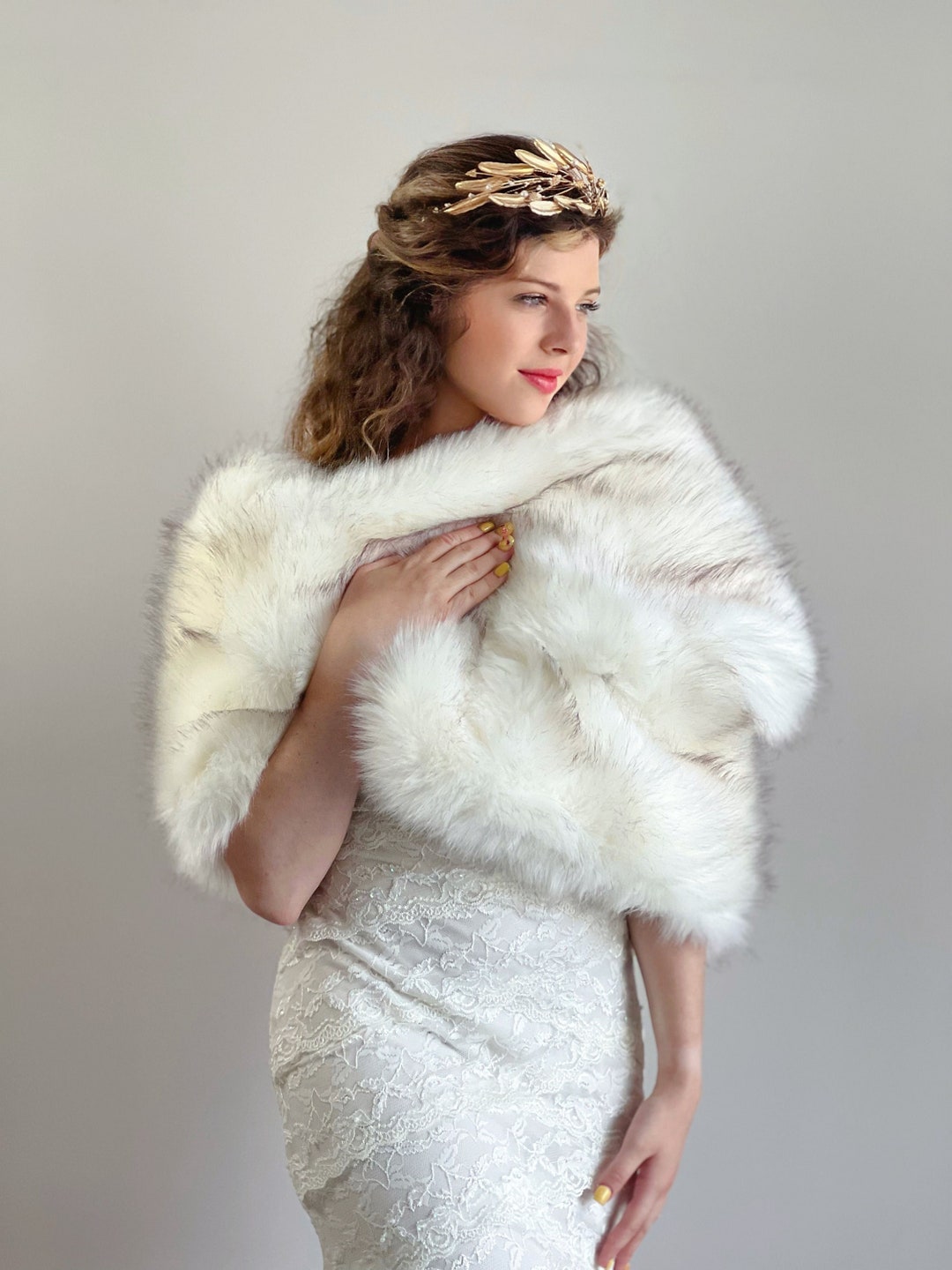 Ivory Faux Fur Bridal Wrap, Wedding Fur Shawl, Ivory Fur Wrap, Bridal ...