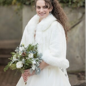 Ivory Faux Fur Coat, Ivory Fur Jacket, Bridal Fur Coat, Faux Fur stole ...