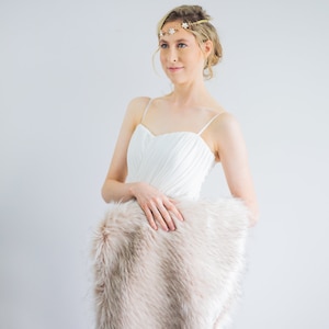 Blush With Black Tips Faux Fur Bridal Wrap, Wedding Fur Shrug, Bridal ...