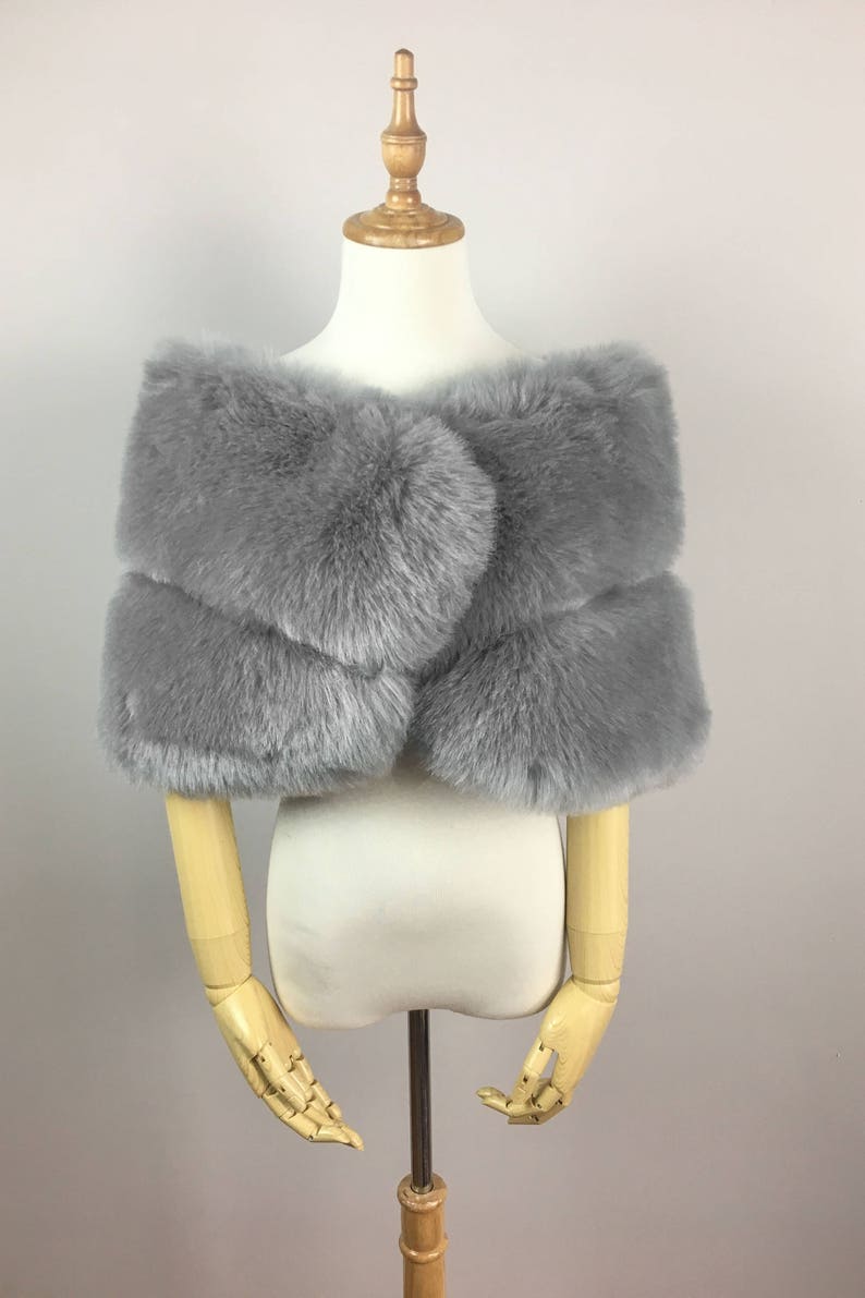 Grey Faux Fur Bridal Wrap Wedding Fur Shrug White Fur Wrap - Etsy