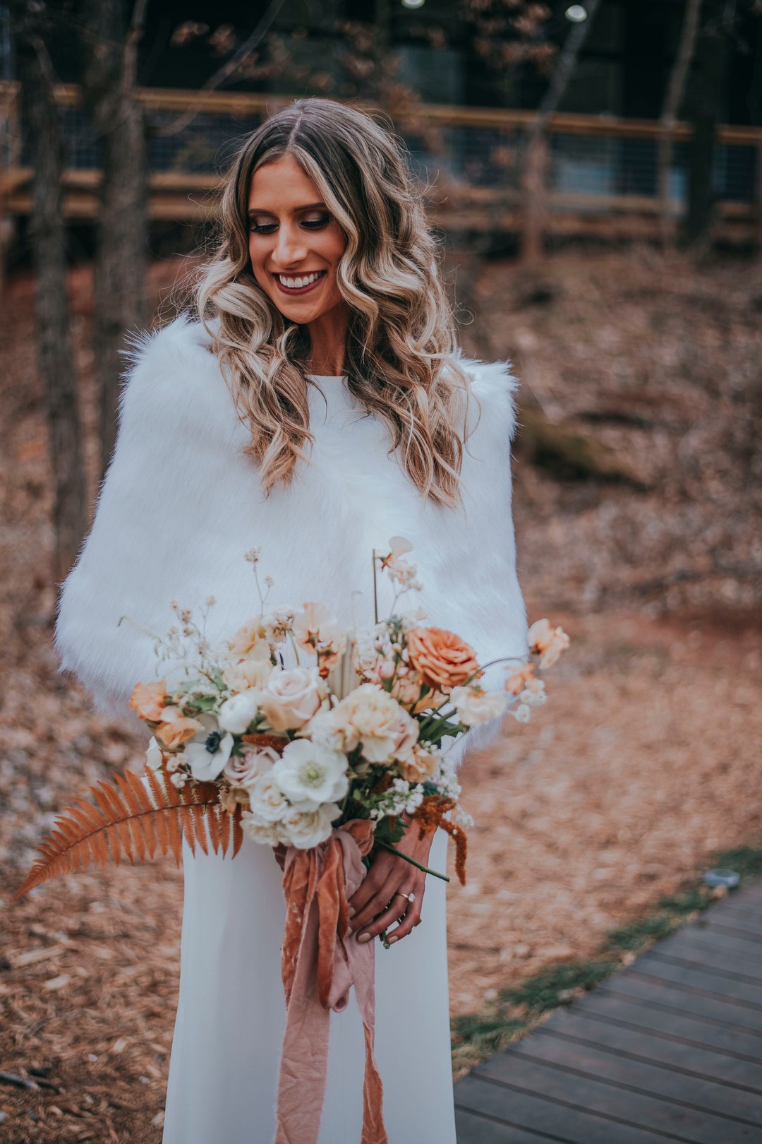 Ivory Faux Fur Bridal Wrap, Wedding Fur Shawl, Ivory Fur Wrap, Bridal ...