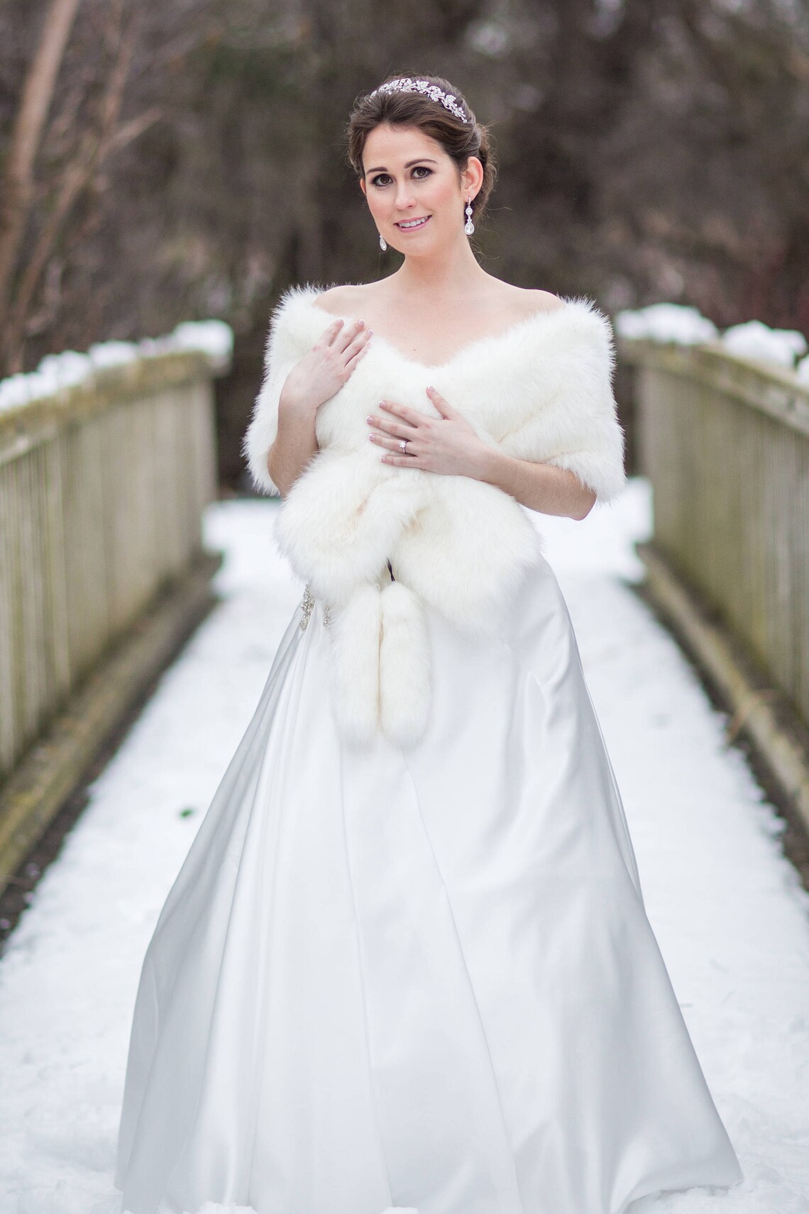 Ivory Faux Fur Bridal Wrap, Wedding Stole, Removable Tails - Etsy