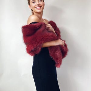Red Faux Fur Bridal Wrap, Wedding Fur Shrug, White Fur Wrap, Bridal ...