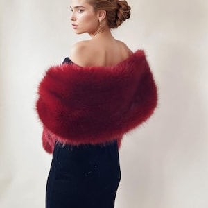 Red Faux Fur Bridal Wrap, Wedding Fur Shrug, White Fur Wrap, Bridal ...