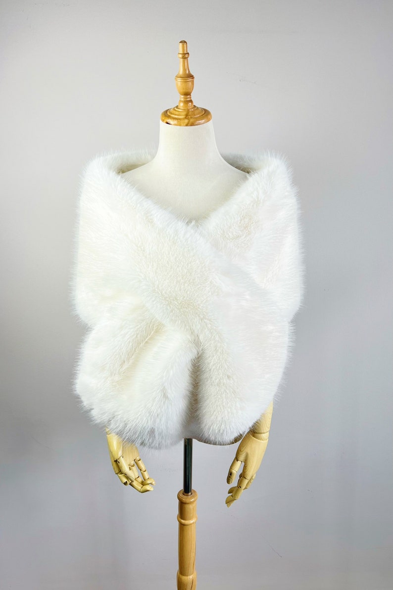 White Ivory Faux Fur Bridal Wrap, Wedding Fur Shrug, Ivory Fur Wrap ...