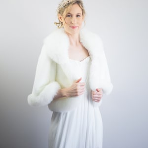 Ivory Faux Fur Coat, Ivory Fur Jacket, Bridal Fur Coat, Faux Fur stole ...