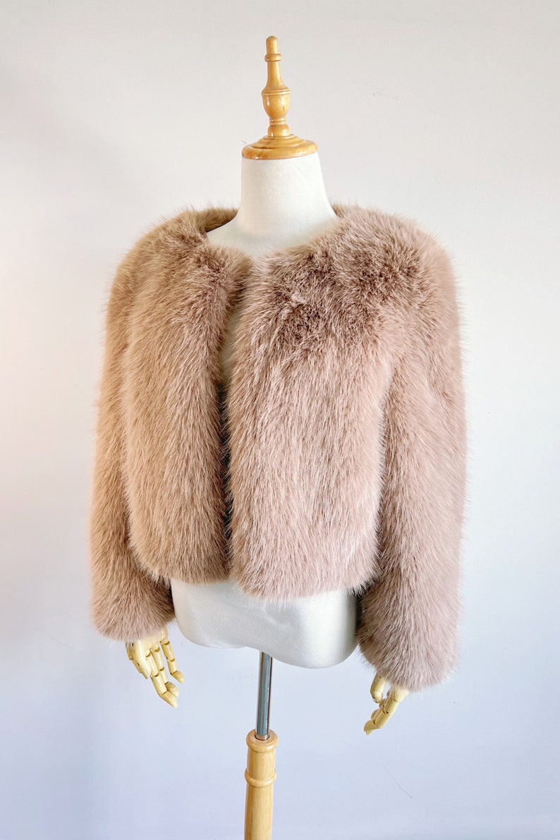 Brown Faux Fur Coat, Brown Fur Jacket, Bridal Fur Coat, Faux Fur Bolero ...
