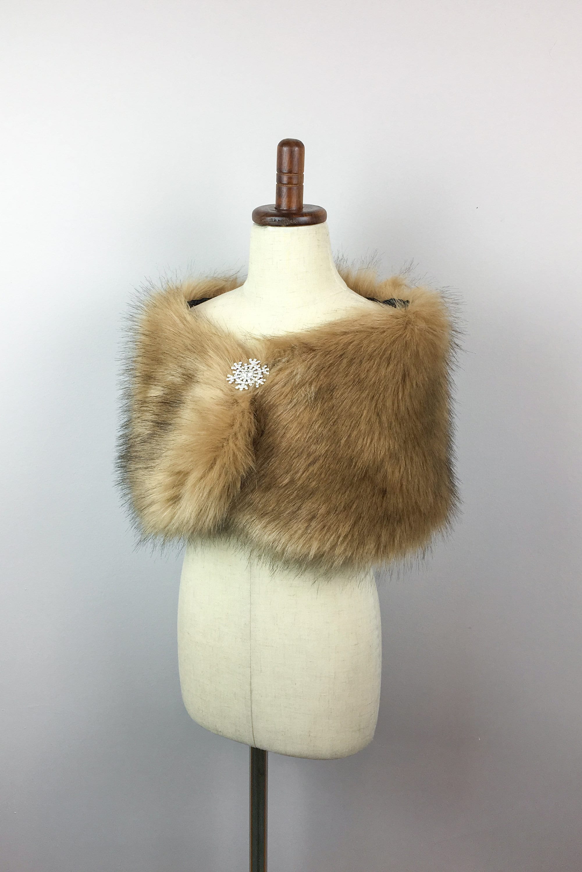 Honey Brown Flower Girl Faux Fur Wrap Shawl kid Lbrw03 | Etsy