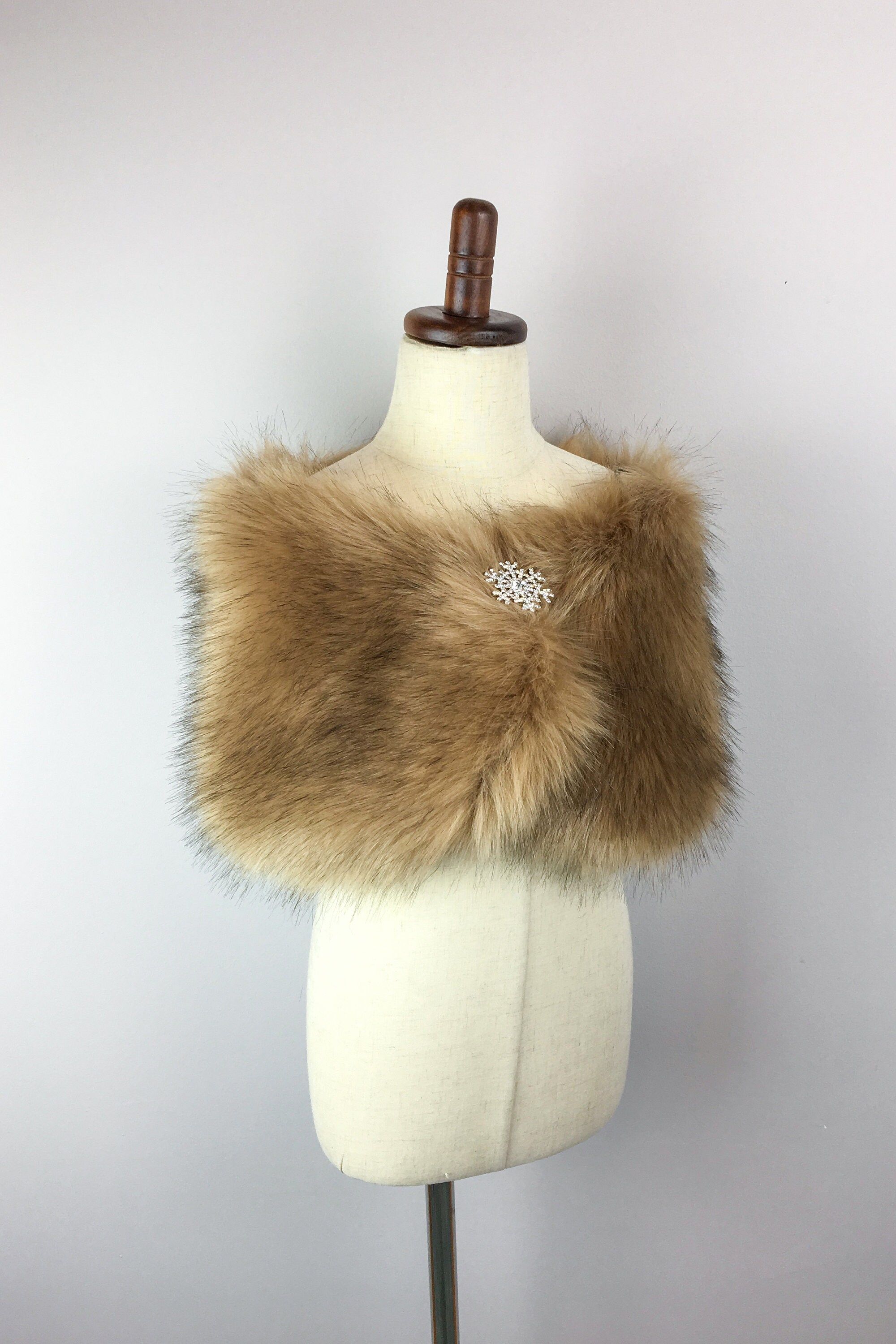 Honey Brown Flower Girl Faux Fur Wrap Shawl kid Lbrw03 | Etsy