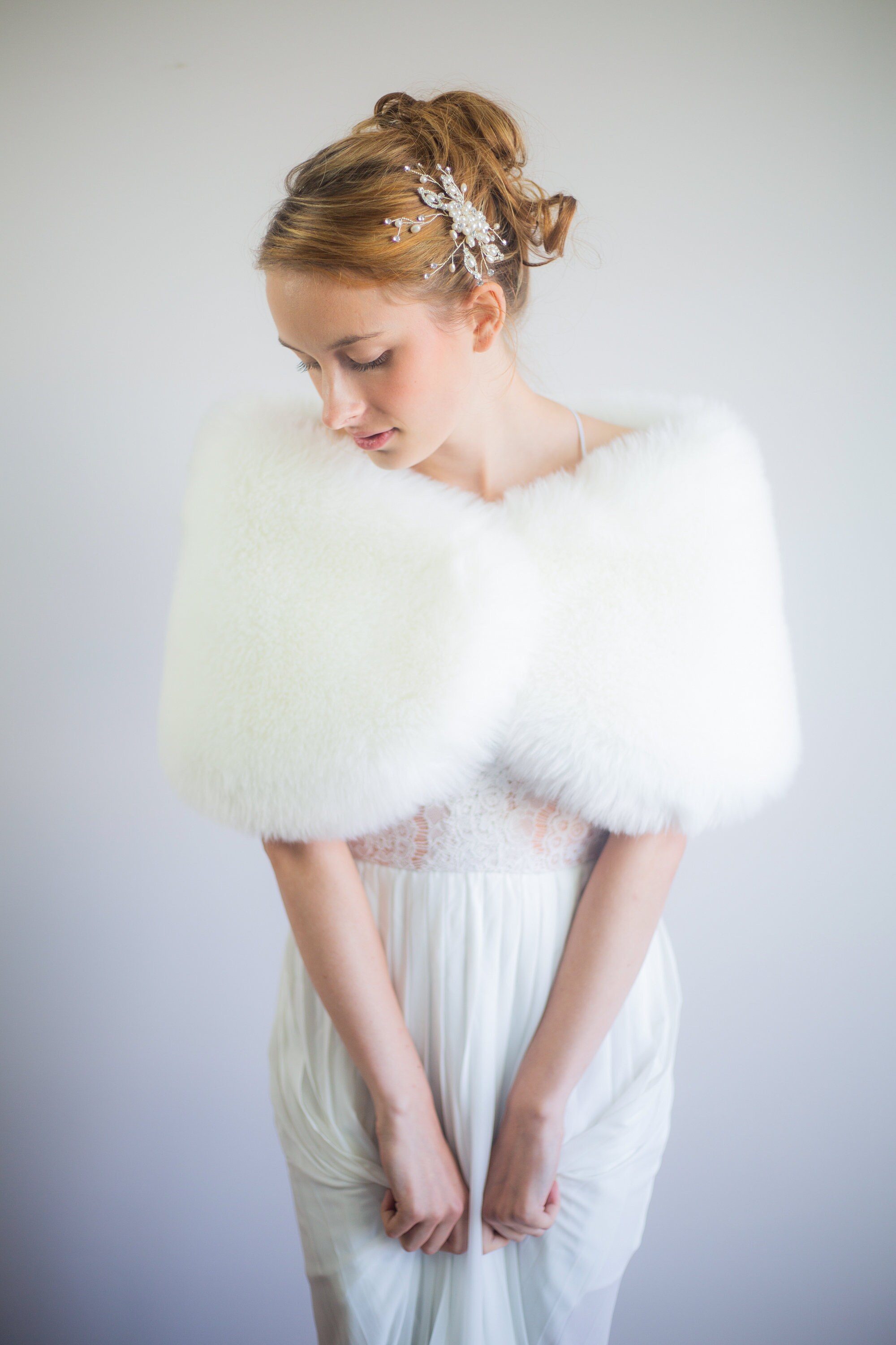 Light Ivory Faux Fur Bridal Wrap Wedding Fur Shrug Wrap | Etsy