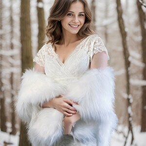 Blush With Black Tips Faux Fur Bridal Wrap, Wedding Fur Shrug, Bridal ...