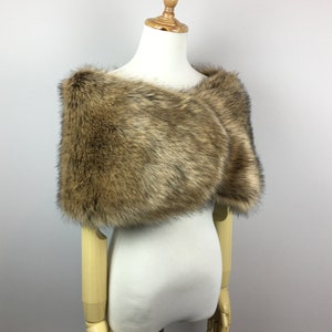 Brown Faux Fur Bridal Wrap, Wedding Fur Shrug, Brown Fur Wrap, Bridal ...