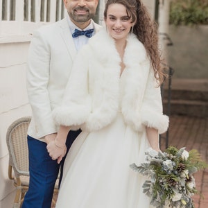 Ivory Faux Fur Coat, Ivory Fur Jacket, Bridal Fur Coat, Faux Fur stole ...