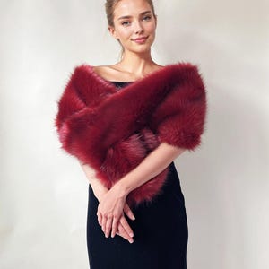 Red Faux Fur Bridal Wrap, Wedding Fur Shrug, White Fur Wrap, Bridal ...