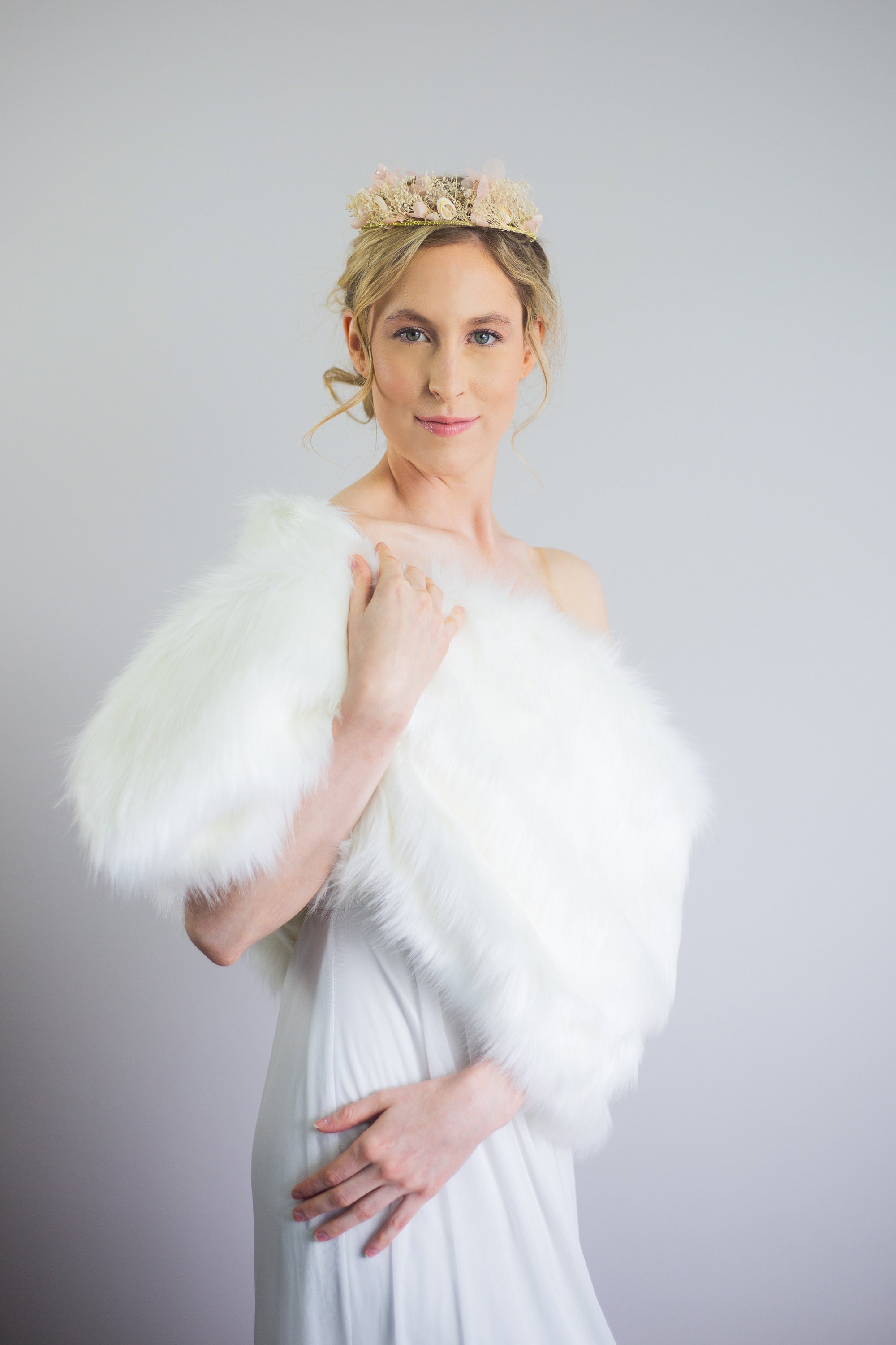 Ivory faux fur bridal wrap Wedding Fur shrug Ivory Fur Wrap | Etsy