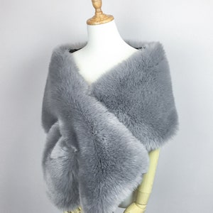 Grey Faux Fur Bridal Wrap, Wedding Fur Shrug, Faux Fur Wrap, Bridal ...