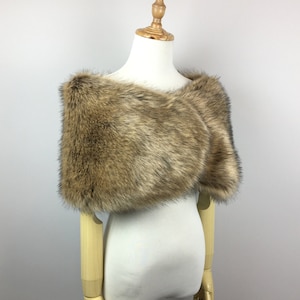 Brown Faux Fur Bridal Wrap, Wedding Fur Shrug, Bridal Fur stole fur ...