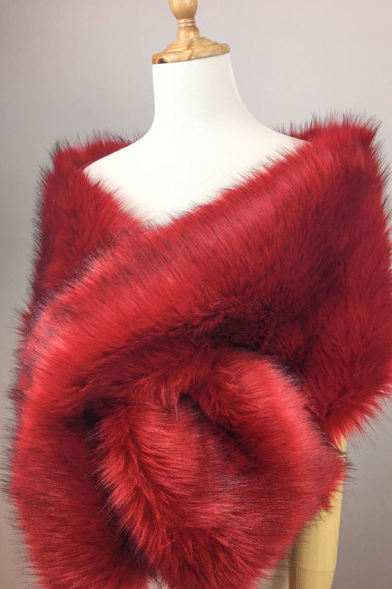Red Faux Fur Bridal Wrap, Wedding Shrug, Fur Stole - Etsy