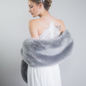 Grey Faux Fur Bridal Wrap, Wedding Fur Shrug, Faux Fur Wrap, Bridal ...